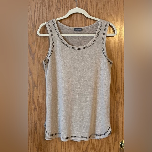 Tops | Very Light Tank Top Slight See Through Metal Round Detail Around ...